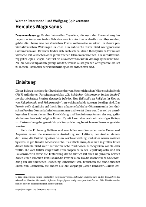 (PDF) (gemeinsam mit Wolfgang Spickermann), Hercules Magusanus