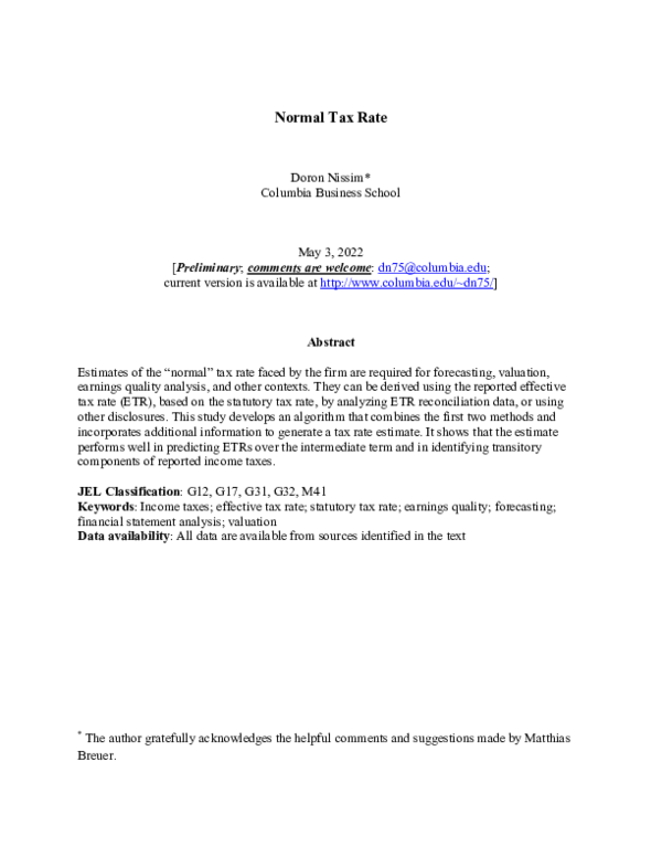 (PDF) Normal Tax Rate
