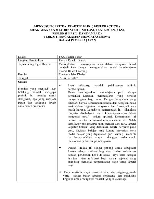 (PDF) MENYUSUN CERITRA PRAKTIK BAIK ( BEST PRACTICE ) MENGGUNAKAN ...