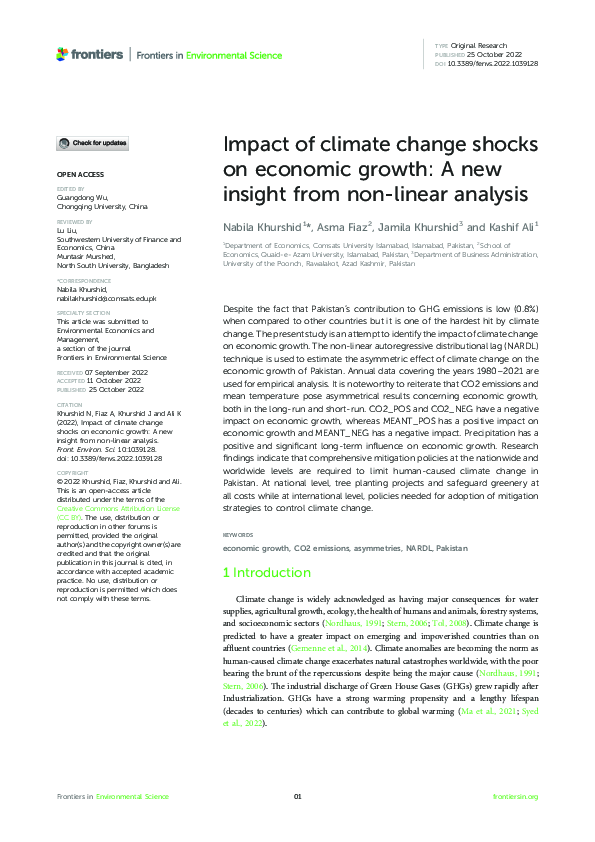 (PDF) Impact of climate change shocks on economic growth: A new insight ...