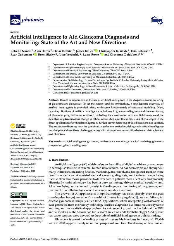 (PDF) Artificial Intelligence to Aid Glaucoma Diagnosis and Monitoring ...