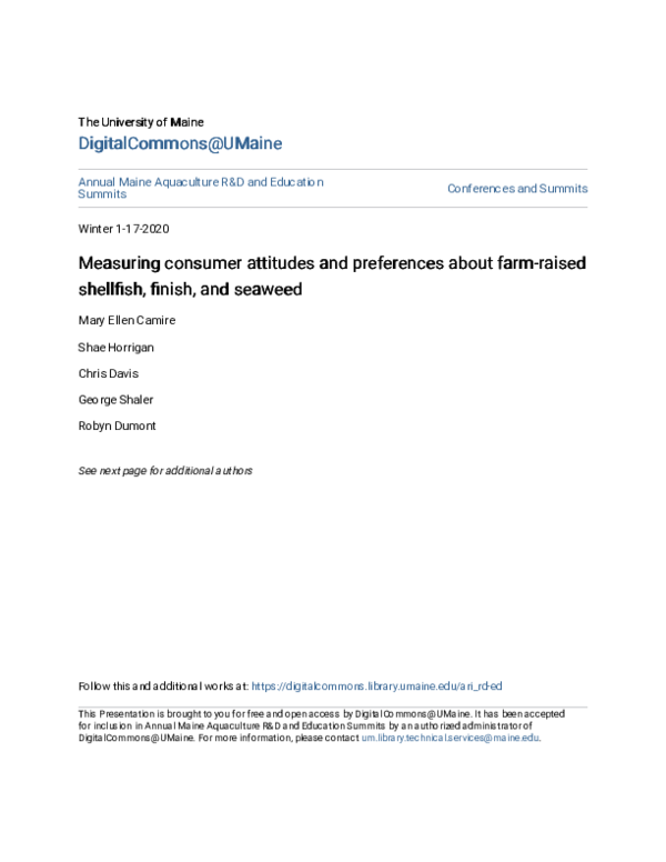 (PDF) Measuring consumer attitudes and preferences about farm-raised ...