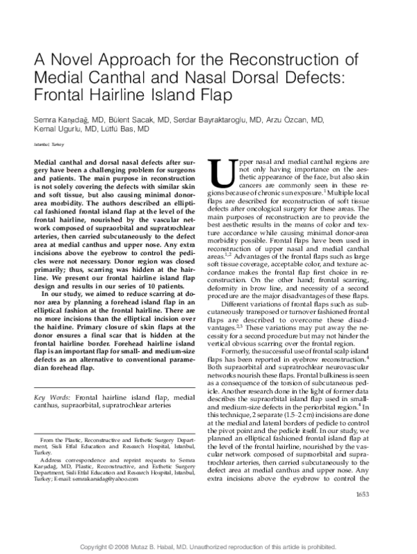 Pdf A Novel Approach For The Reconstruction Of Medial Canthal And