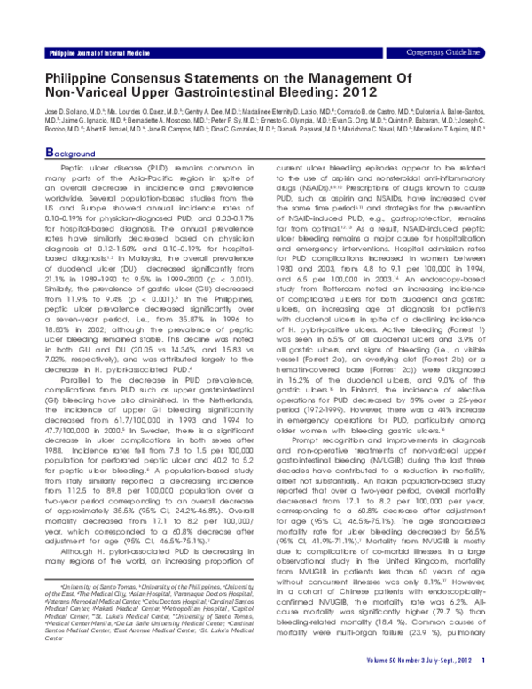 (PDF) Philippine Consensus Statements on the Management Of Non-Variceal ...