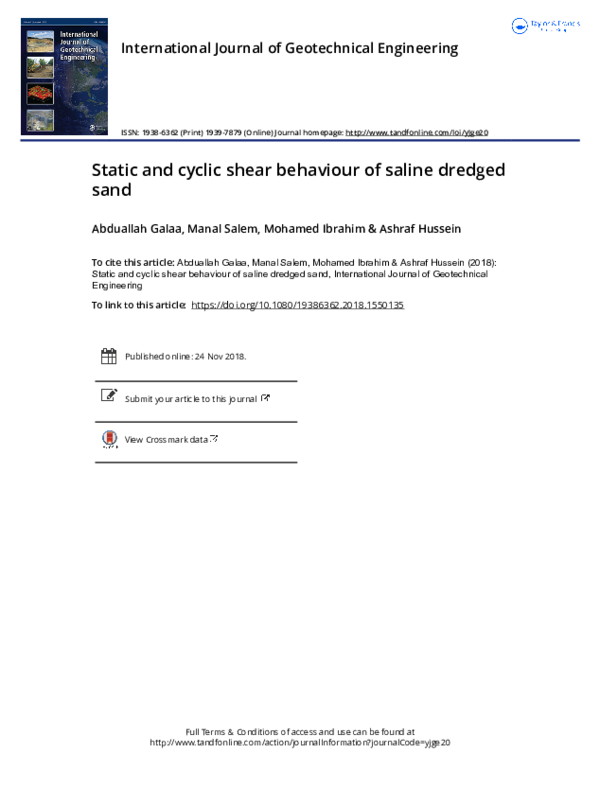 (PDF) Static and cyclic shear behaviour of saline dredged sand | Manal ...