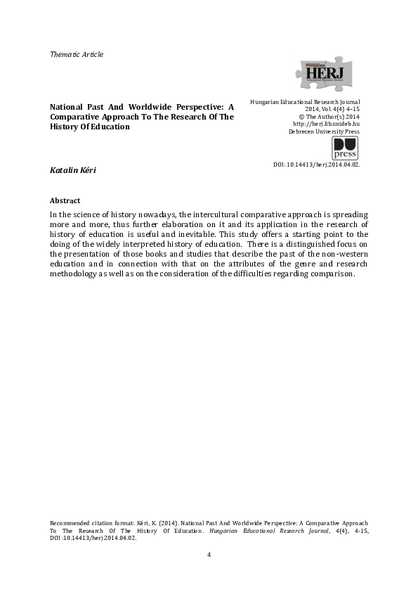 (PDF) National Past And Worldwide Perspective: A Comparative Approach ...