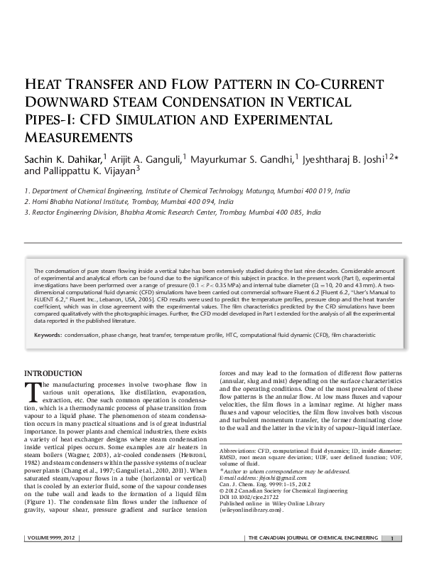 (PDF) Heat transfer and flow pattern in co-current downward steam ...