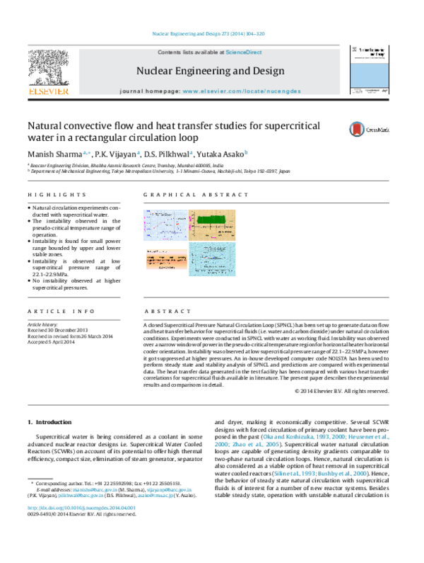 (PDF) Natural convective flow and heat transfer studies for supercritical water in a rectangular ...