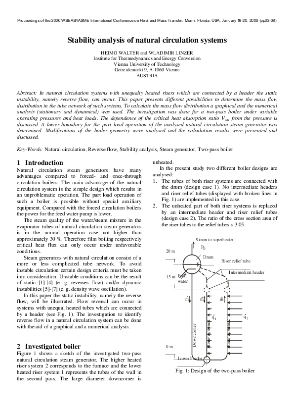 (PDF) Stability analysis of natural circulation systems