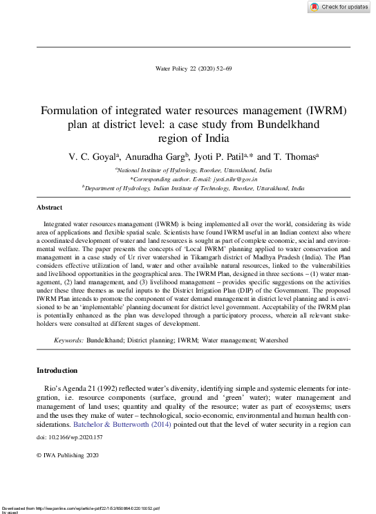(PDF) Formulation of integrated water resources management (IWRM) plan ...