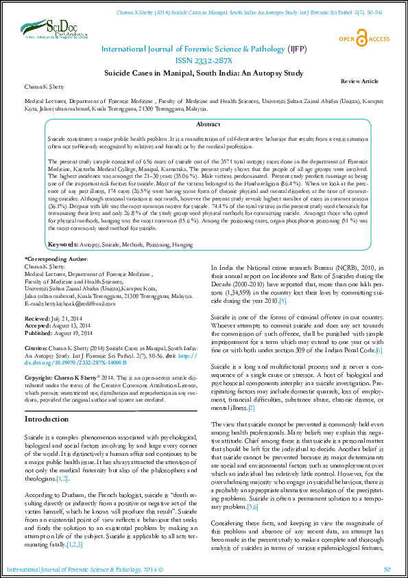 (PDF) Suicide Cases in Manipal, South India: An Autopsy Study