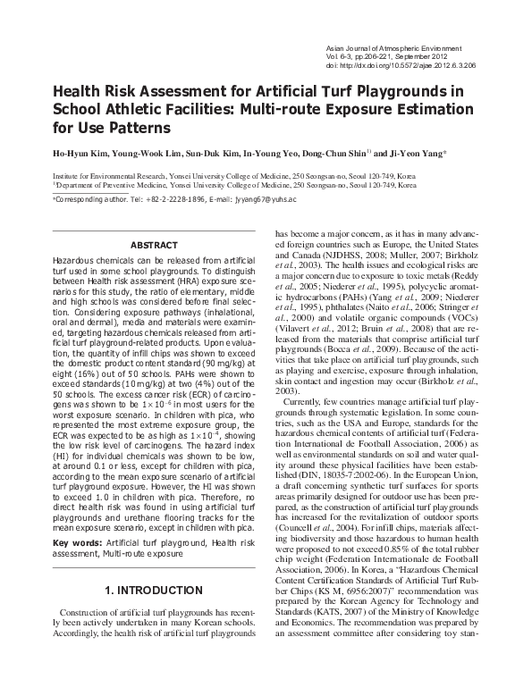 (PDF) Health Risk Assessment for Artificial Turf Playgrounds in School ...