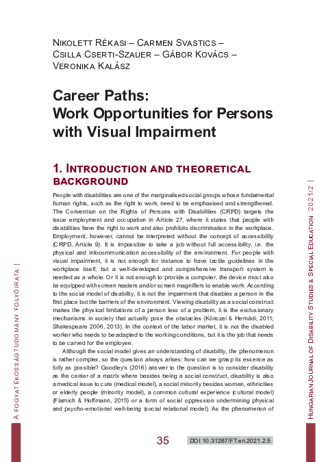 (PDF) Career Paths: Work Opportunities for Persons with Visual Impairment