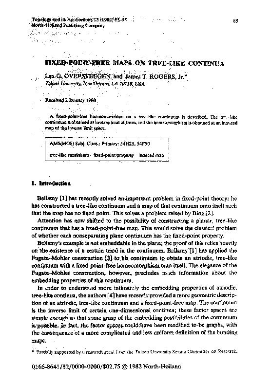 (PDF) Fixed-point-free maps on tree-like continua