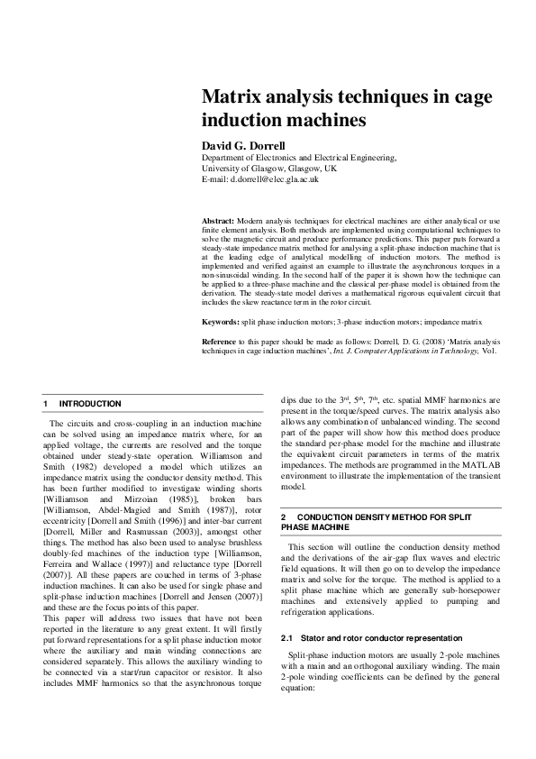 (PDF) Matrix analysis techniques in cage induction machines