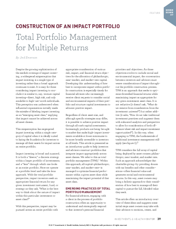 (PDF) Emerging Practices of Total Portfolio Management