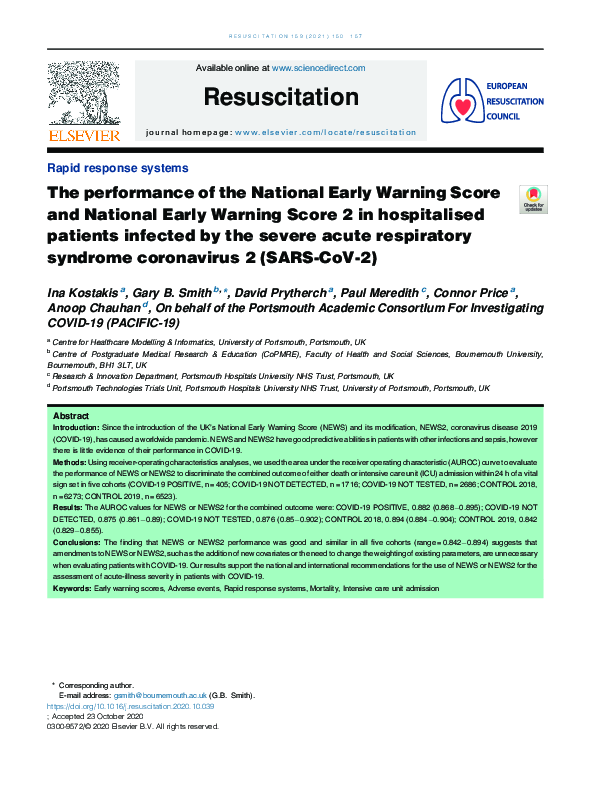 (PDF) The performance of the National Early Warning Score and National ...