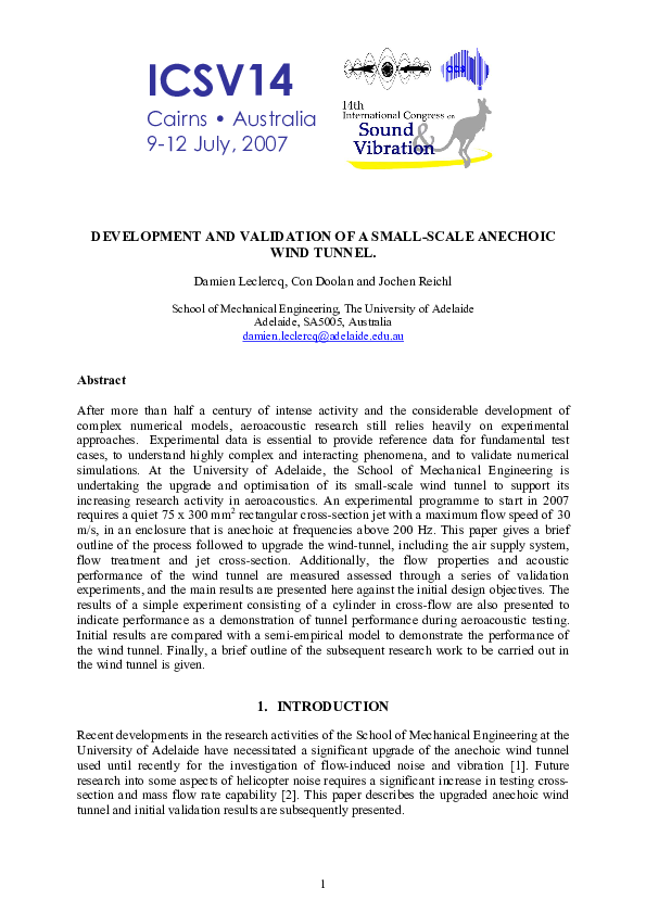 (PDF) Development and Validation of a Small-Scale Anechoic Wind Tunnel