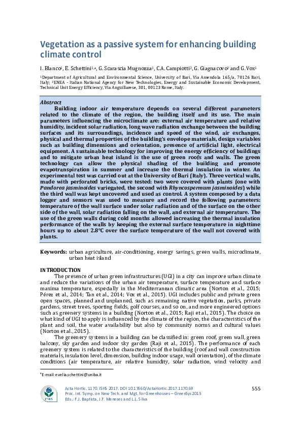 (PDF) Vegetation as a passive system for enhancing building climate control