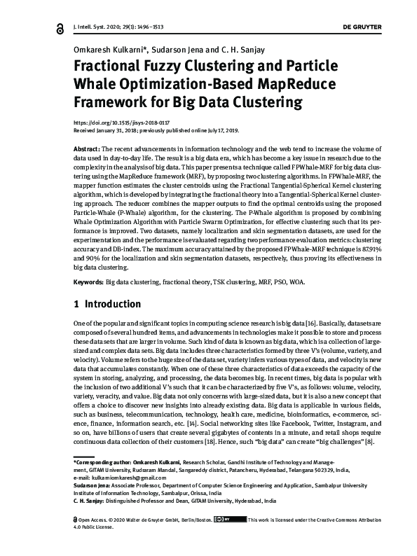 (PDF) Fractional Fuzzy Clustering and Particle Whale Optimization-Based MapReduce Framework for ...