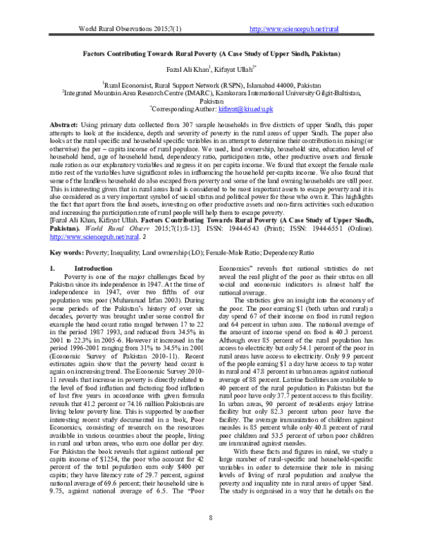(PDF) Factors Contributing Towards Rural Poverty (A Case Study of Upper ...