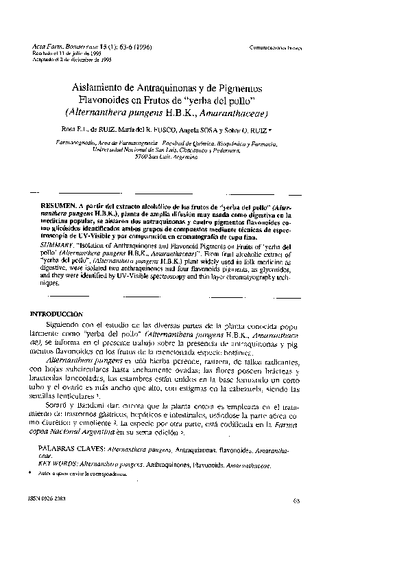 (PDF) Aislamiento de antraquinonas y de pigmentos flavonoides en frutos ...