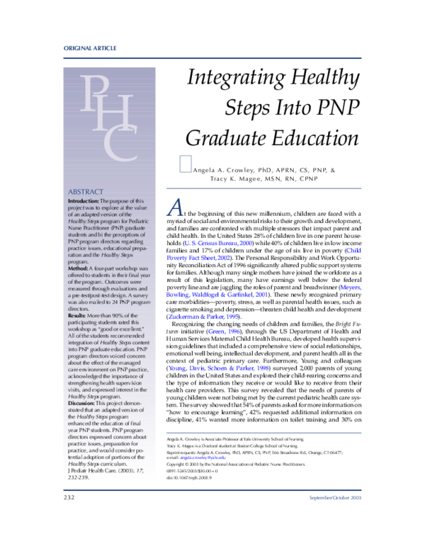 (PDF) Integrating healthy steps into PNP graduate education