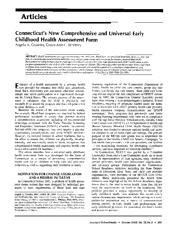 (PDF) Connecticut's New Comprehensive and Universal Early Childhood ...
