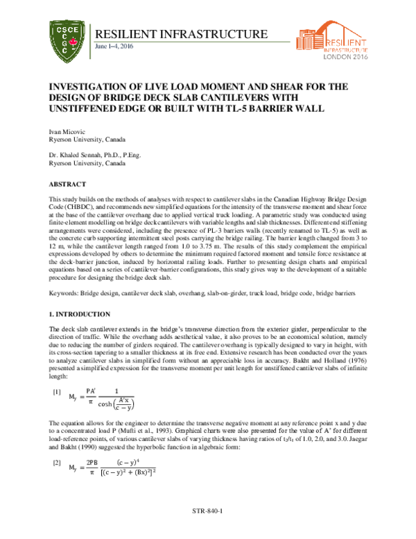 (PDF) STR-840: Investigation of Live Load Moment and Shear for the ...