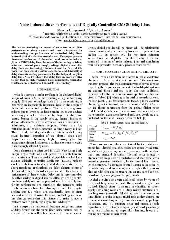 (PDF) Noise Induced Jitter Performance of Digitally Controlled CMOS Delay Lines
