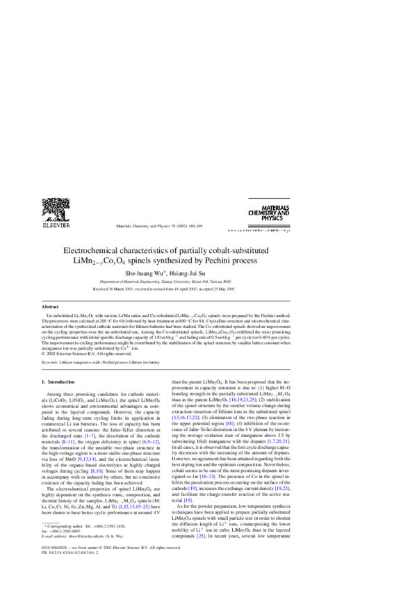 (PDF) Electrochemical characteristics of partially cobalt-substituted ...