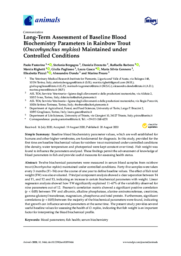 (PDF) Long-Term Assessment of Baseline Blood Biochemistry Parameters in ...