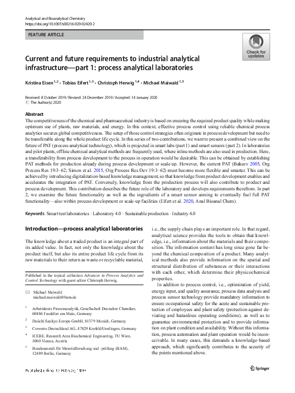 (PDF) Current and future requirements to industrial analytical ...