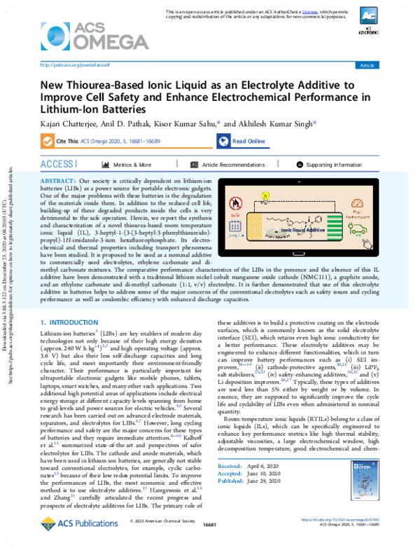(PDF) New Thiourea-Based Ionic Liquid as an Electrolyte Additive to ...