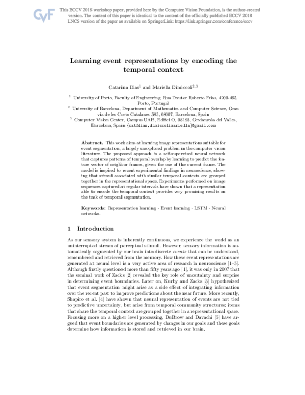 (PDF) Learning Event Representations by Encoding the Temporal Context