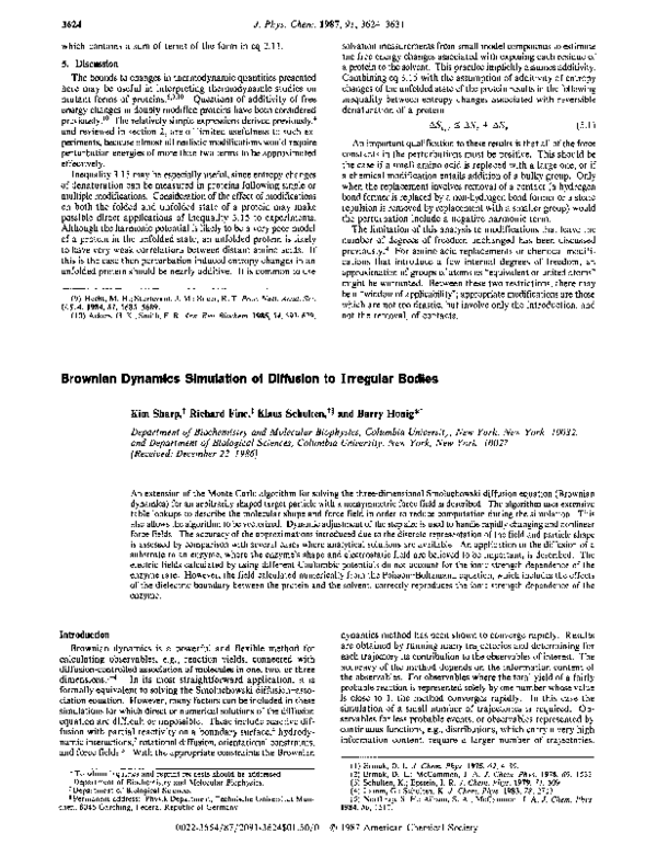(PDF) Brownian dynamics simulation of diffusion to irregular bodies