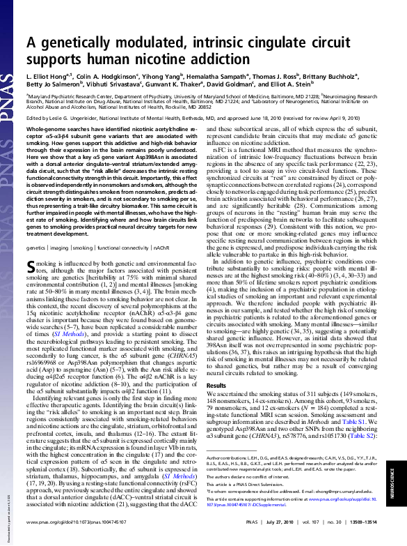 (PDF) A genetically modulated, intrinsic cingulate circuit supports ...