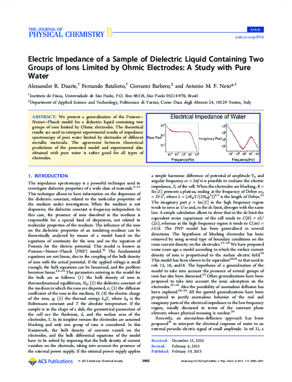 (PDF) Electric Impedance of a Sample of Dielectric Liquid Containing ...