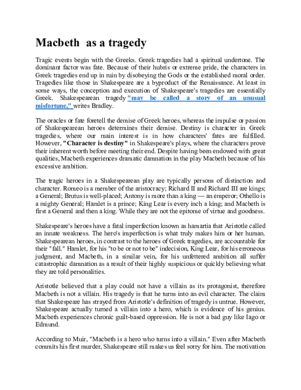 (PDF) Macbeth as a tragedy