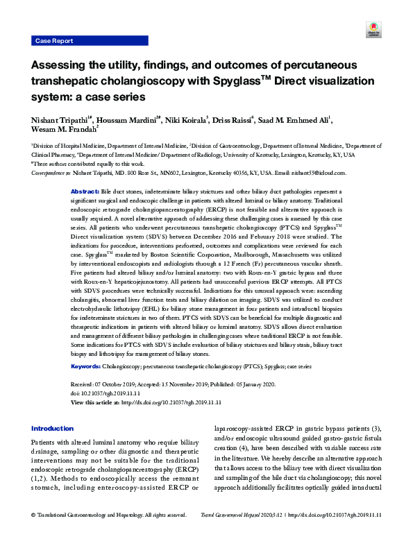 (PDF) Assessing the utility, findings, and outcomes of percutaneous ...