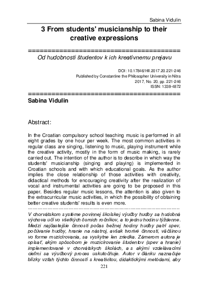 (PDF) From students' musicianship to their creative expressions