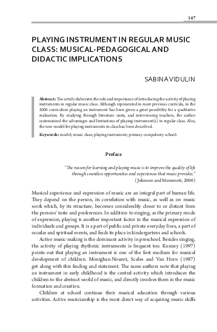 (PDF) Playing Instrument in Regular Music Class: Musical-Pedagogical ...