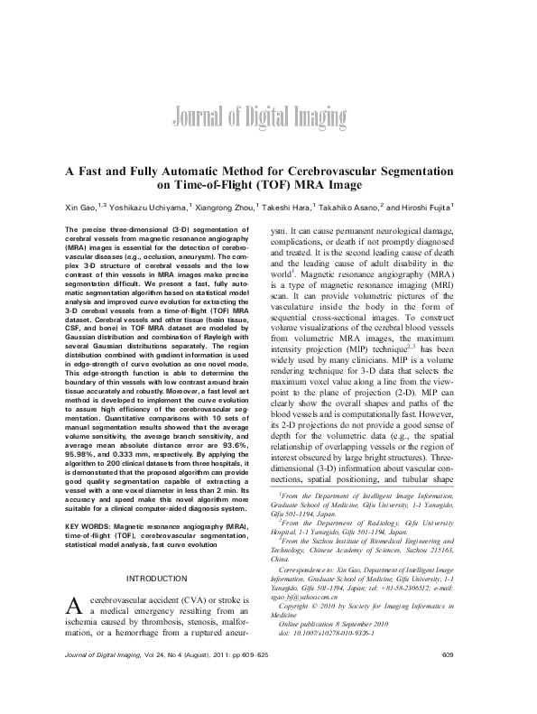 (PDF) A Fast and Fully Automatic Method for Cerebrovascular Segmentation on Time-of-Flight (TOF ...