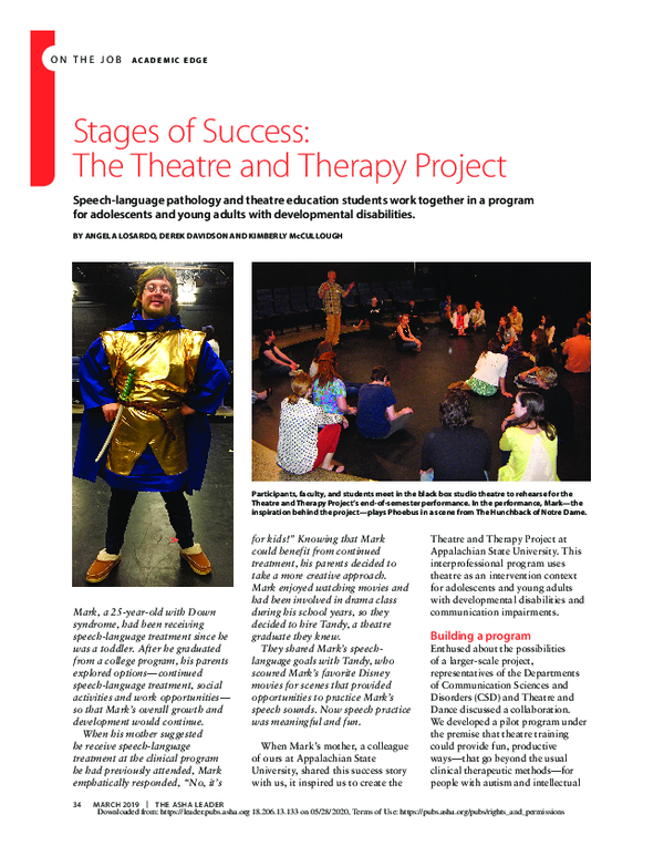 (PDF) Stages of Success: The Theatre and Therapy Project
