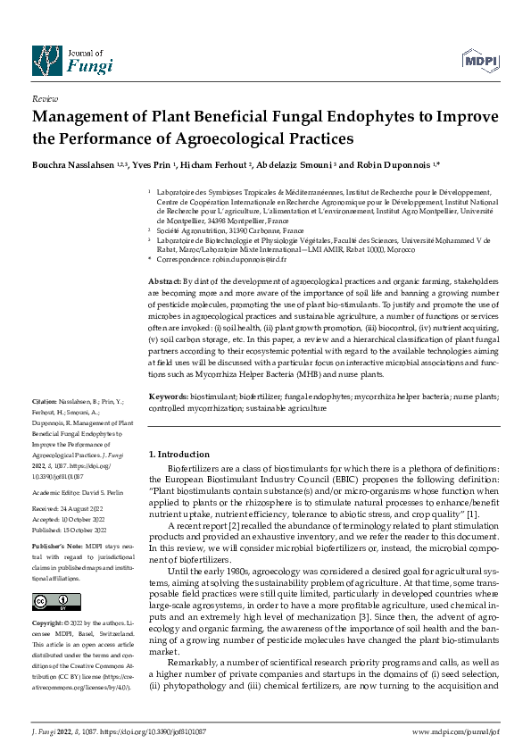 (PDF) Management of Plant Beneficial Fungal Endophytes to Improve the ...