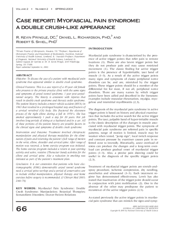 (PDF) Case report: Myofascial pain syndrome: a double crush-like appearance