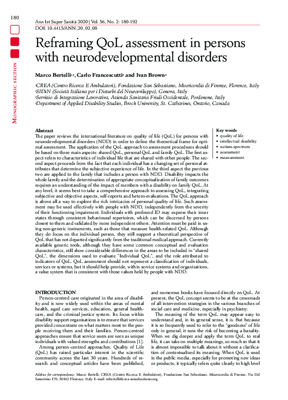 (PDF) Reframing QoL assessment in persons with neurodevelopmental ...