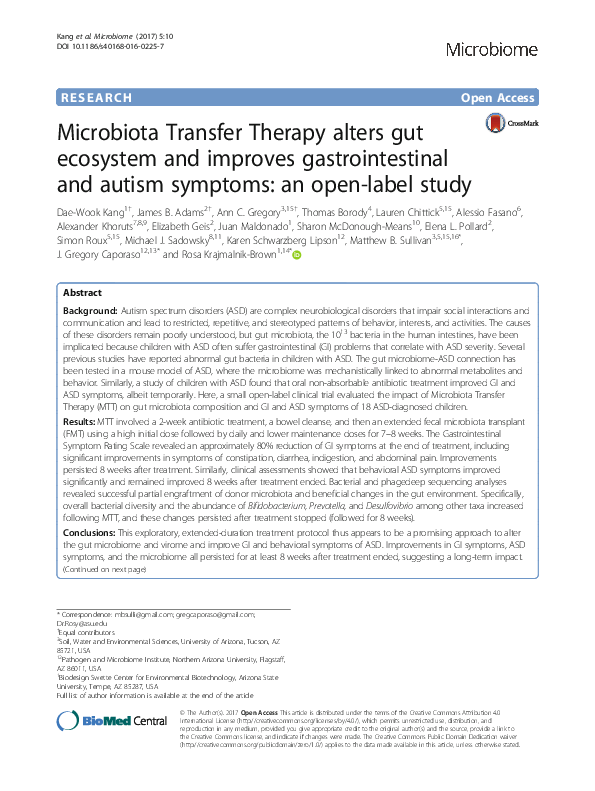 (PDF) Microbiota Transfer Therapy alters gut ecosystem and improves ...