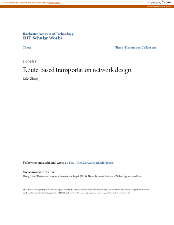 (PDF) Route-based transportation network design