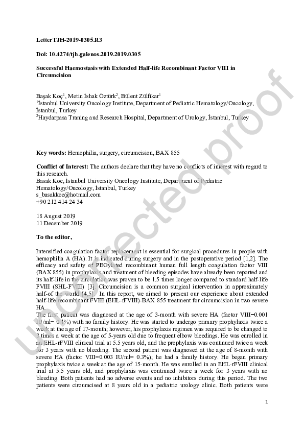 (PDF) Successful Haemostasis with Extended Half-life Recombinant Factor ...